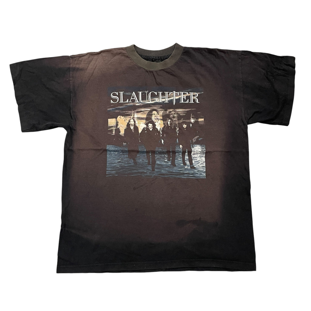 90s Slaughter "Rock Never Stops" Vintage Band Tour T-Shirt – Black ...